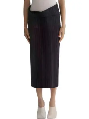 MUGLER Pinstriped Split Skirt - Black