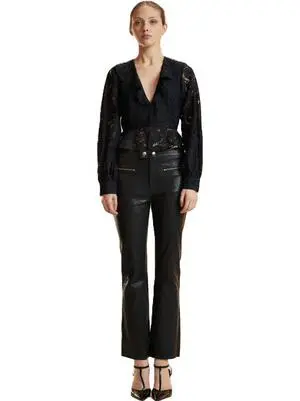 Cynthia Rowley V-neck Lace Blouse - Black