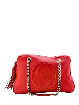 Gucci Soho Chain Zip Medium Shoulder Bag - Red