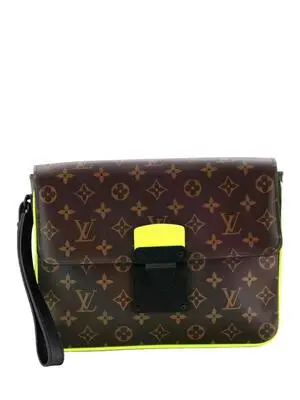 LOUIS VUITTON S Lock A4 Wristlet Pouch Macassar Monogram Canvas Clutch Bag - Brown