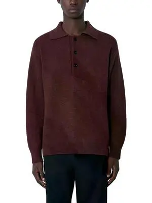 MARGARET HOWELL Buttoned Knitted Polo Shirt - Brown