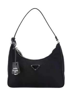 Prada Re-Edition 2005 Tessuto With Saffiano Leather Mini Hobo Bag Black