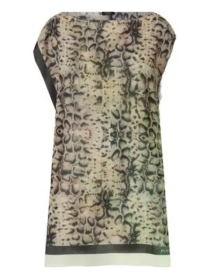 Pinko Snake-print Draped T-shirt - Neutrals