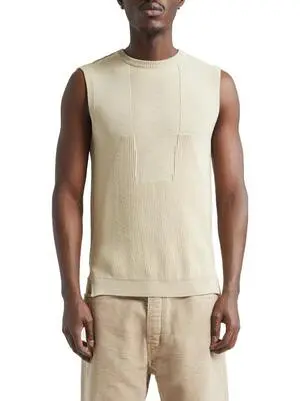 Rick Owens Virgin Wool Ribbed Sweater Tank - Sand