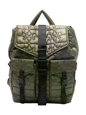GANNI Quilted Flap-pocket Backpack - Green