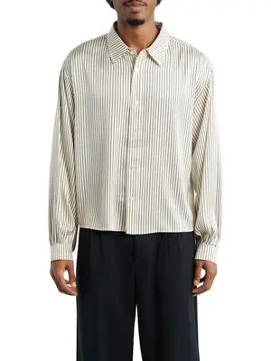 ELWOOD Executive Stripe Satin Button-up Shirt - Quill Stripe