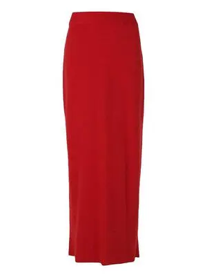 Alexandra Bueno Ribbed Knit Midi Skirt Red