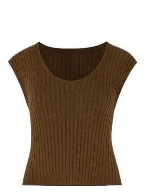 Alexandra Bueno Cherry Knit Top Brown