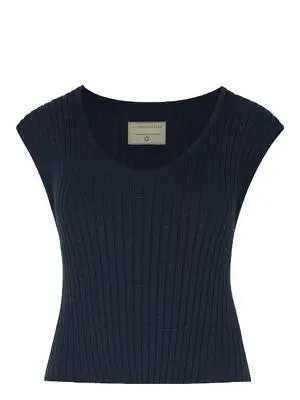 Alexandra Bueno Cherry Knit Top Navy