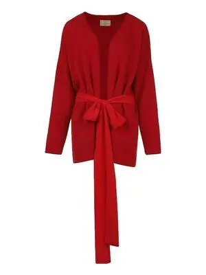 Alexandra Bueno Fluffy Knit Cardigan - Red