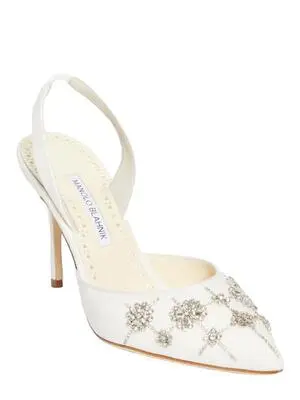Manolo Blahnik Ralyne Embellished Slingback Pumps - Cream