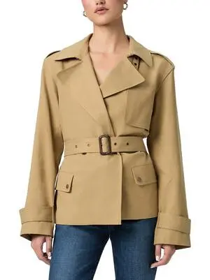 Paige Orsina Cotton Blend Short Trench Coat - Khaki