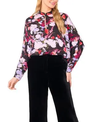Ted Baker London Floral Dolman Sleeve Top - Rich Black