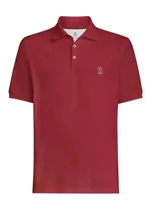 Brunello Cucinelli Logo-embroidered Piqué Polo Shirt - Red