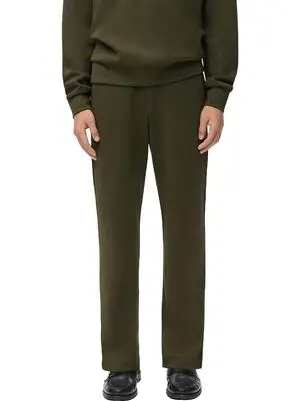 Mango Knit Drawstring Pants - Olive Green