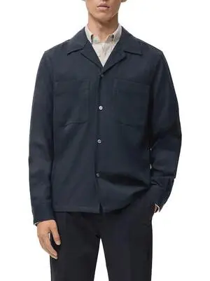 Mango Regular Fit Overshirt - Dark Navy