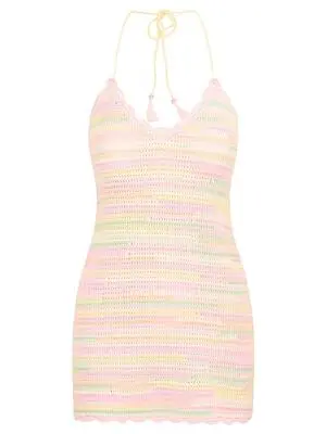 LoveShackFancy Zoa Crochet Striped Mini Dress - Multi
