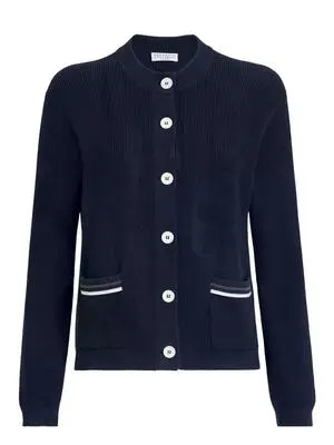 Brunello Cucinelli Ribbed Front-pocket Cardigan - Blue
