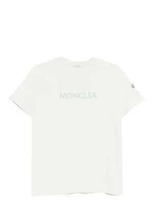 Moncler Logo-embroidered T-shirt - Neutrals