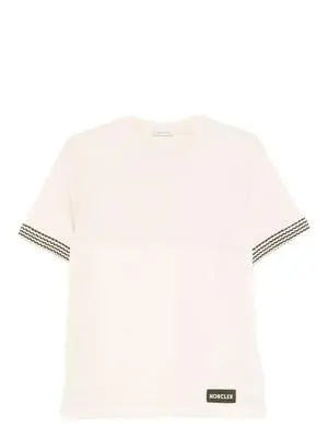 Moncler Patterned-sleeve T-shirt - Neutrals