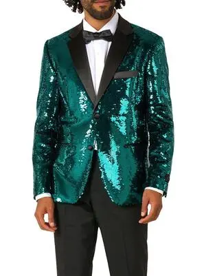 Opposuits Terrific Teal Sequin Embellished Dinner Jacket - Turquoise