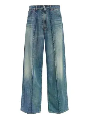 MAISON MARGIELA Paneled Wide Leg Jeans - Blue