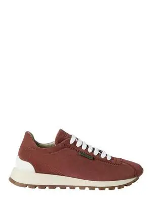 Brunello Cucinelli Lace-up Suede Sneakers - Red