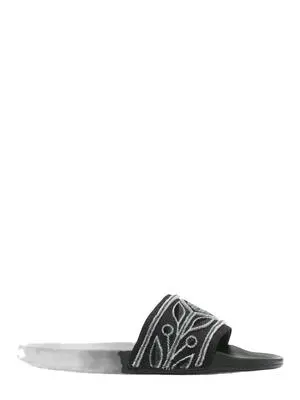 Casablanca Embroidered Slides - Black