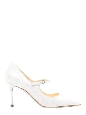 Manolo Blahnik Aleka Geometric-pattern Strap Pumps - White
