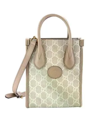 Gucci Interlocking G Patch Gg Coated Canvas Mini Satchel - Neutrals