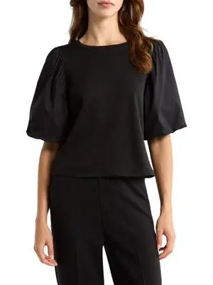 Vince Camuto Puff Sleeve Knit Top - Rich Black