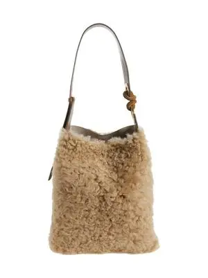 ANYA HINDMARCH Ringo Shearling Shoulder Bag - Taupe
