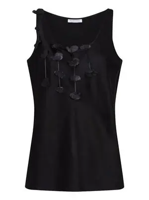 GLORIA COELHO Floral-detail Sleeveless Blouse - Black