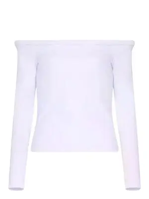 GLORIA COELHO Off-shoulder Long-sleeve Top - White
