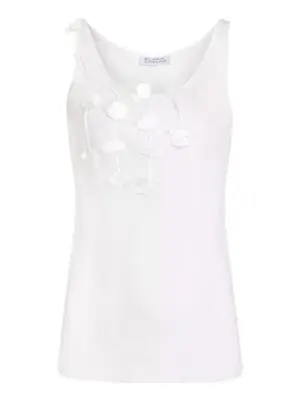 GLORIA COELHO Floral Sleeveless Blouse - White