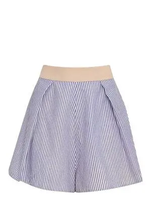 GLORIA COELHO Striped Isabella Fiorentino Shorts - Blue