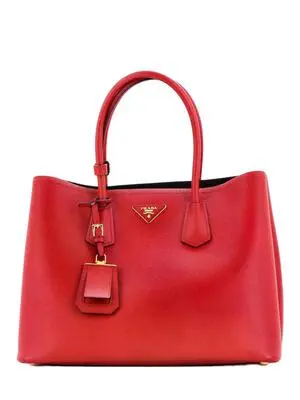 Prada Cuir Double Saffiano Leather Medium Tote Bag - Red