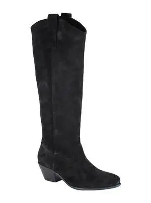 DIBA TRUE Suede Knee High Cowboy Boot Black