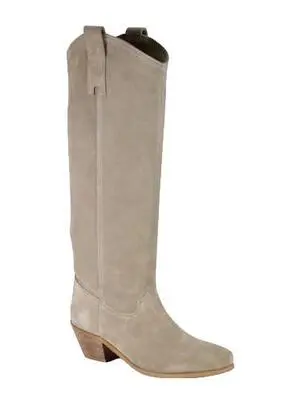 DIBA TRUE Suede Knee High Cowboy Boot Taupe