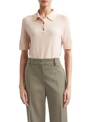 Victoria Beckham Extrafine Merino Wool Polo - Pale Rose