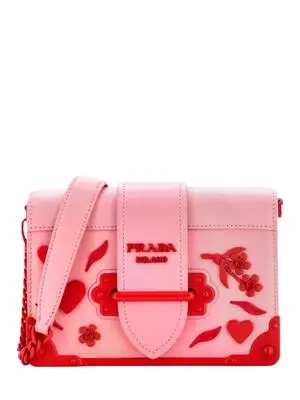 Prada Cahier Embellished Leather Crossbody Bag - Pink