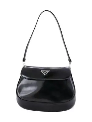 Prada Cleo Flap Shoulder Bag Spazzolato Leather - Black