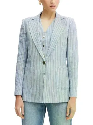 FRACOMINA Striped Buttoned Blazer - Blue
