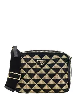 Prada Symbole Zip Around Shoulder Bag Jacquard Crossbody Bag - Multicolour