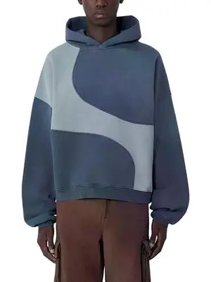 ERL Wave Motif Hooded Sweatshirt - Blue