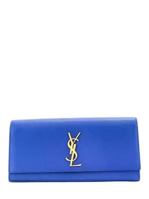 Saint Laurent Classic Monogram Long Clutch - Blue