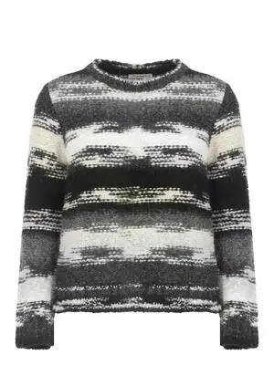 KANGRA Round-neck Long-sleeve Sweater - Black