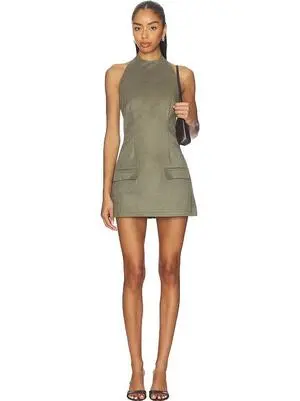 SNDYS Amelia Faux Suede Mini Dress - Olive