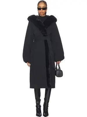 LOVERS AND FRIENDS Susanna Faux Fur Coat - Black