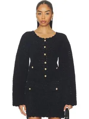 GANNI Chenille Crochet Cardigan - Black